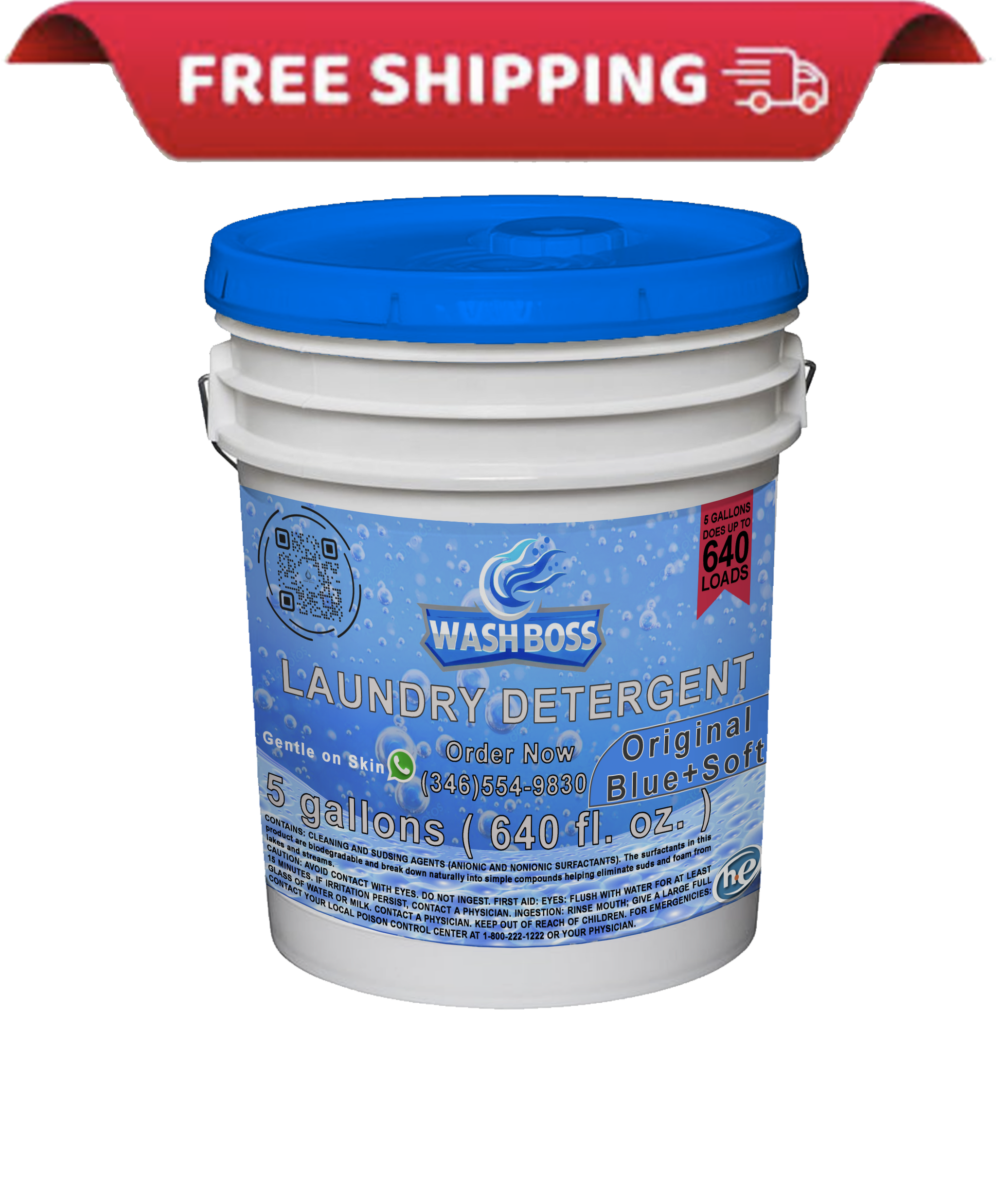 Wash Boss Blue + Softener Laundry Detergent - 5-Gallon for Fresh & Pow ...
