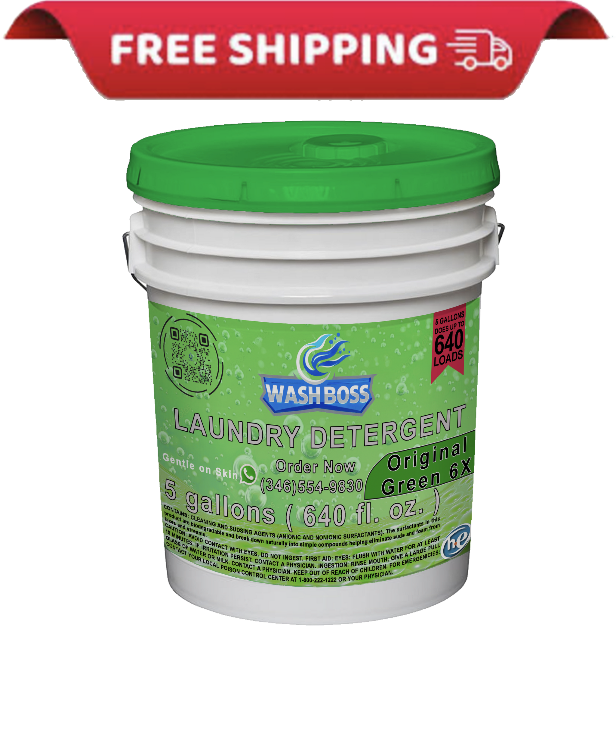 Wash Boss® Green 6X Concentrated Laundry Detergent - 5-Gallon Heavy Du ...