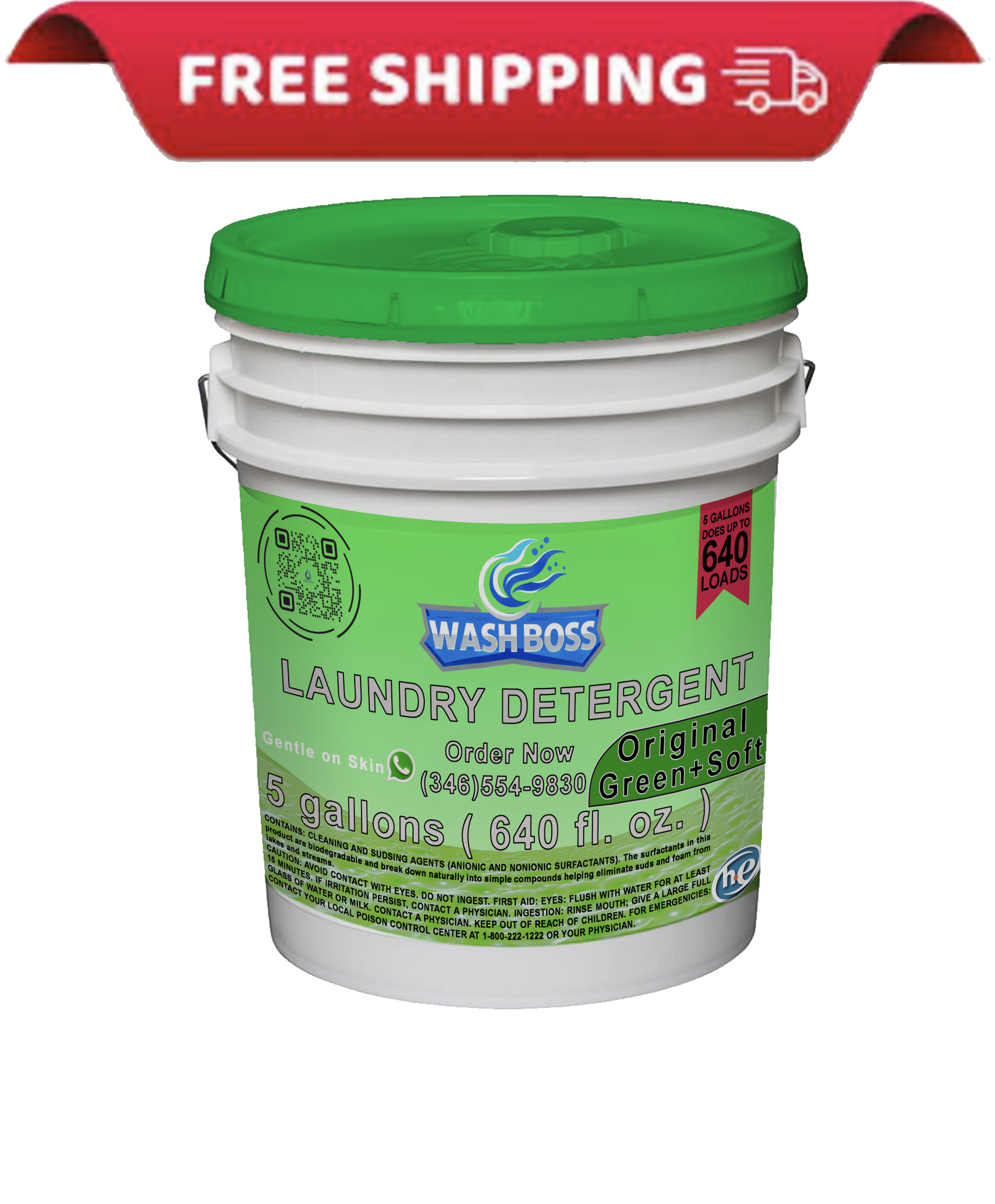 Wash Boss Green + Softener Laundry Detergent - 5-Gallon All-in-One Cle ...